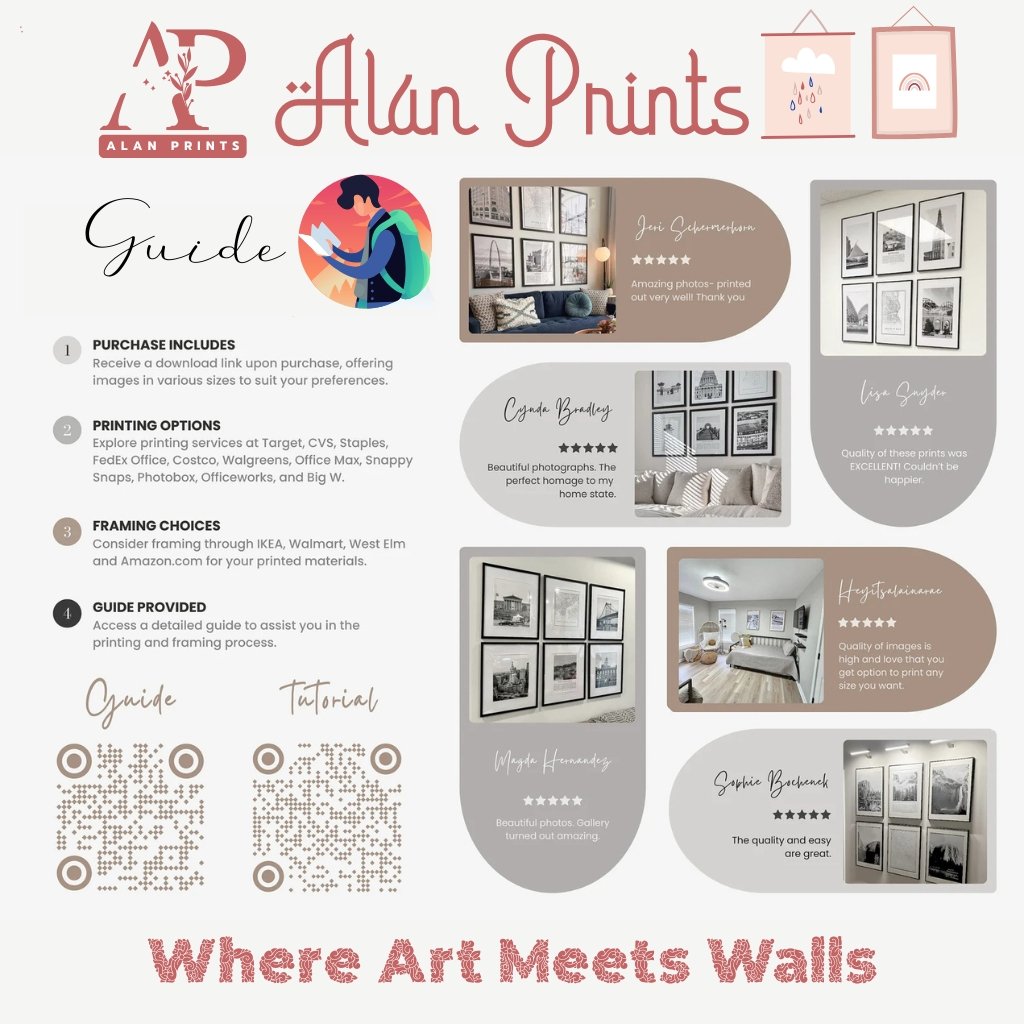 Manhattan Black and White Prints Set of 6 | NYC Wall Art Prints